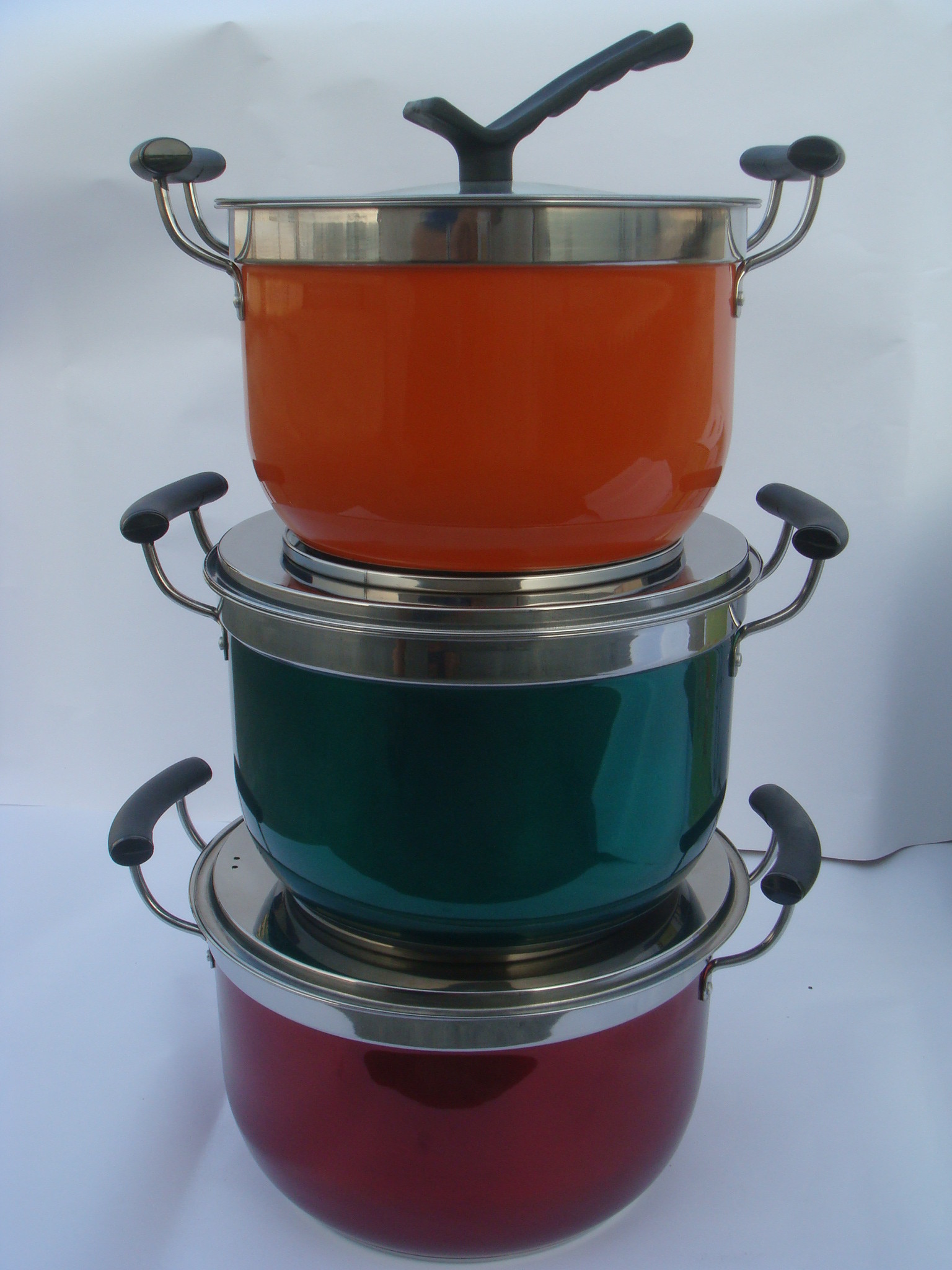 3pcs color sauce pot with bakelite handle & T cover cookware set ...